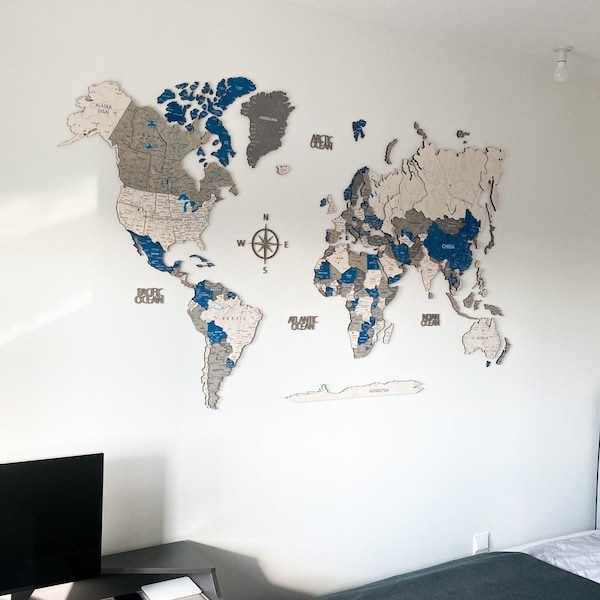 3d World Map Wall Decor - Etsy