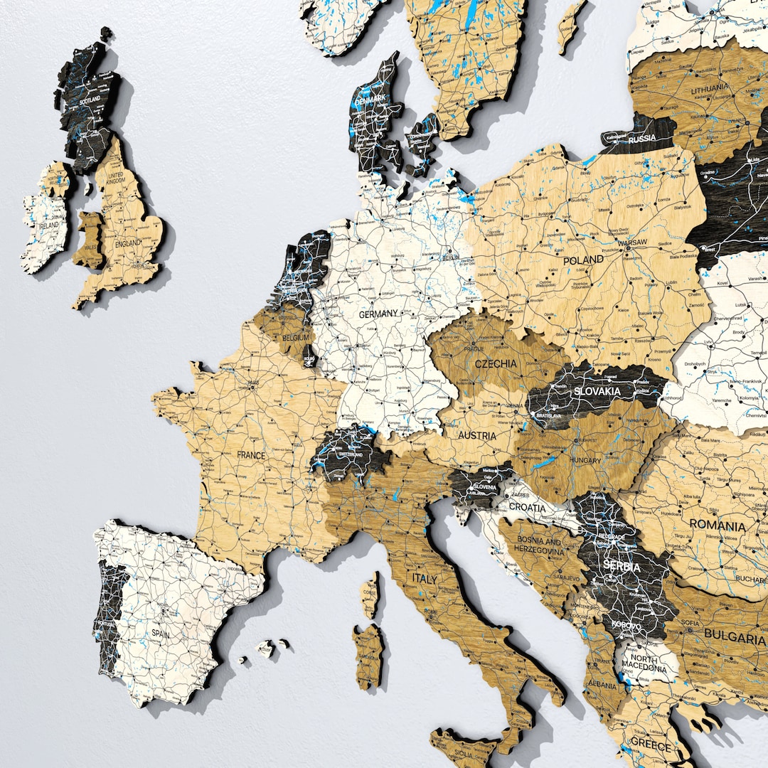Wooden Europe Map, Map of Europe, Europe Wood Wall Map, Map for Office ...