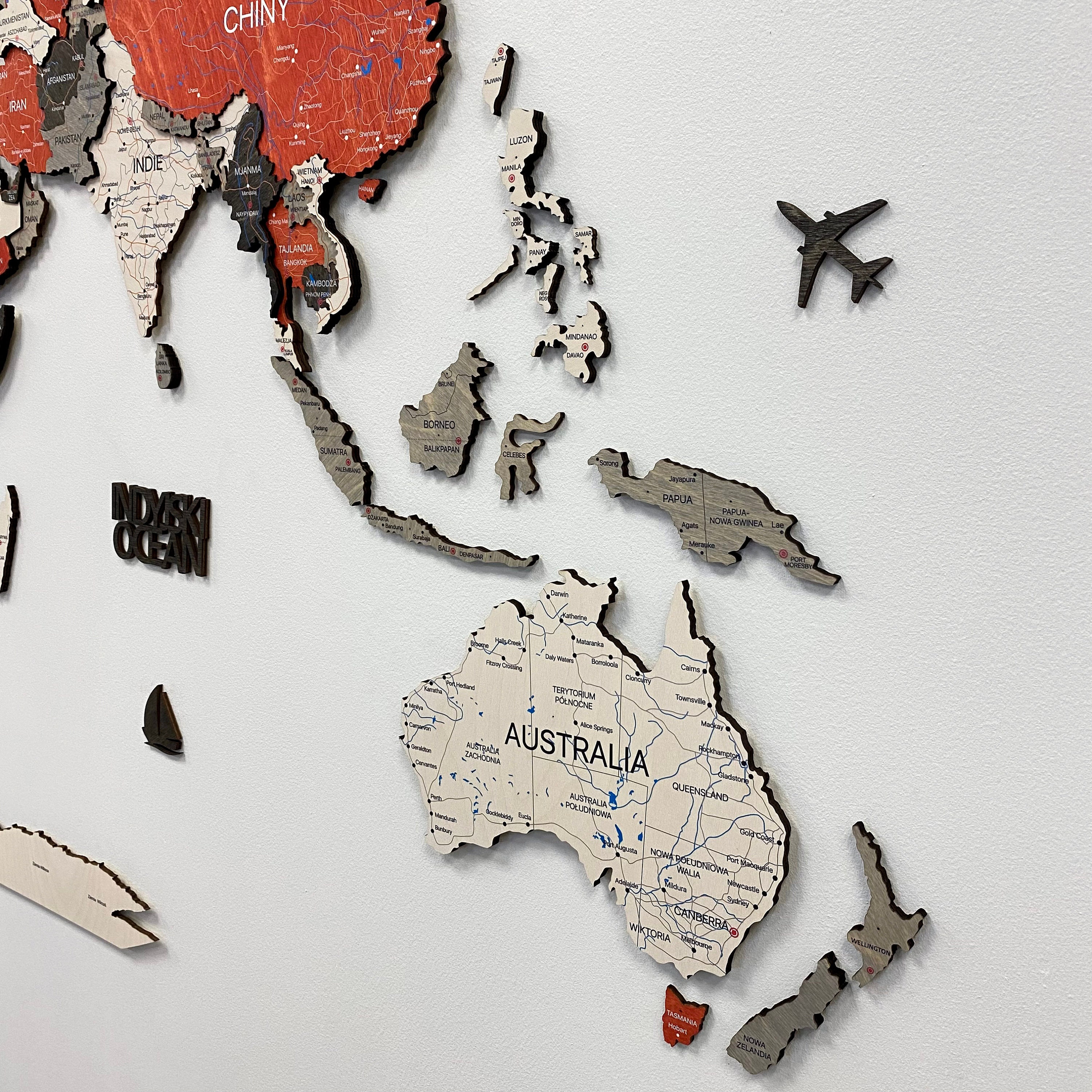 Red 3D Wood World Map Large World Map for Office Wooden - Etsy Australia