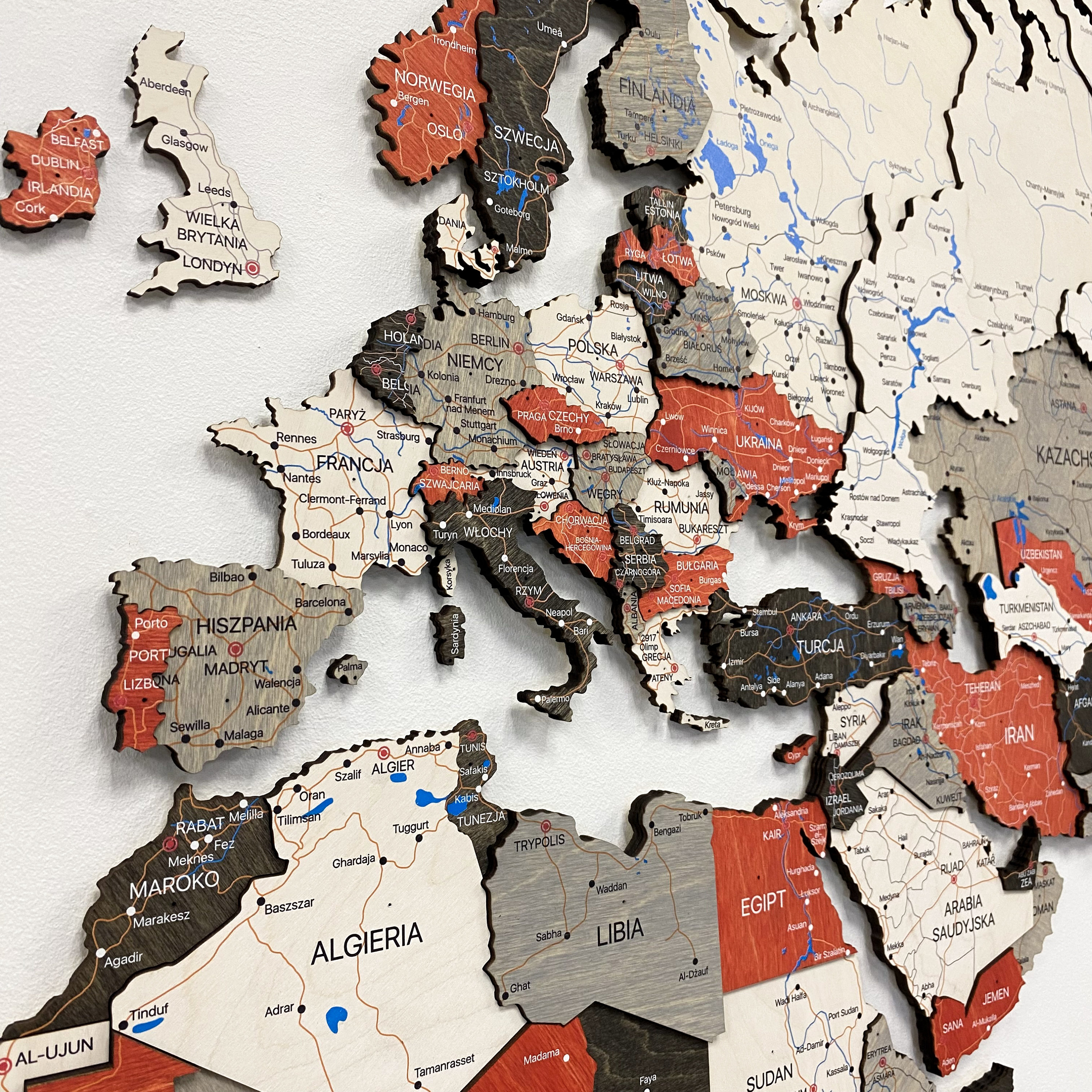Red 3D Wood World Map Large World Map for Office Wooden - Etsy Australia