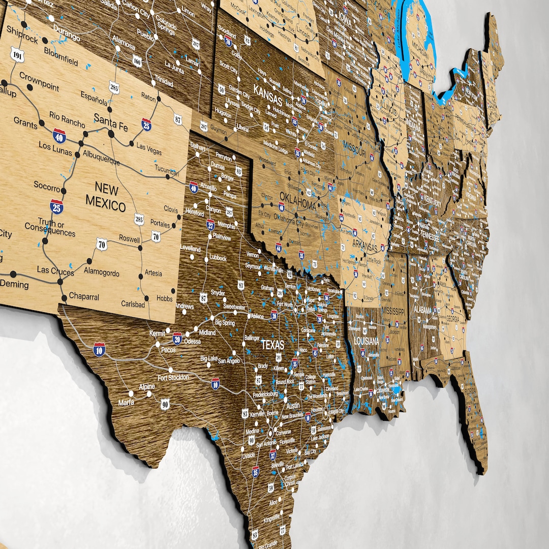 Push Pin USA Wooden Map: Home Decor Wall Art - Etsy