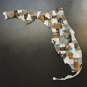 Wooden Wall Map of Florida in the Loft Style, New Home Anniversary ...