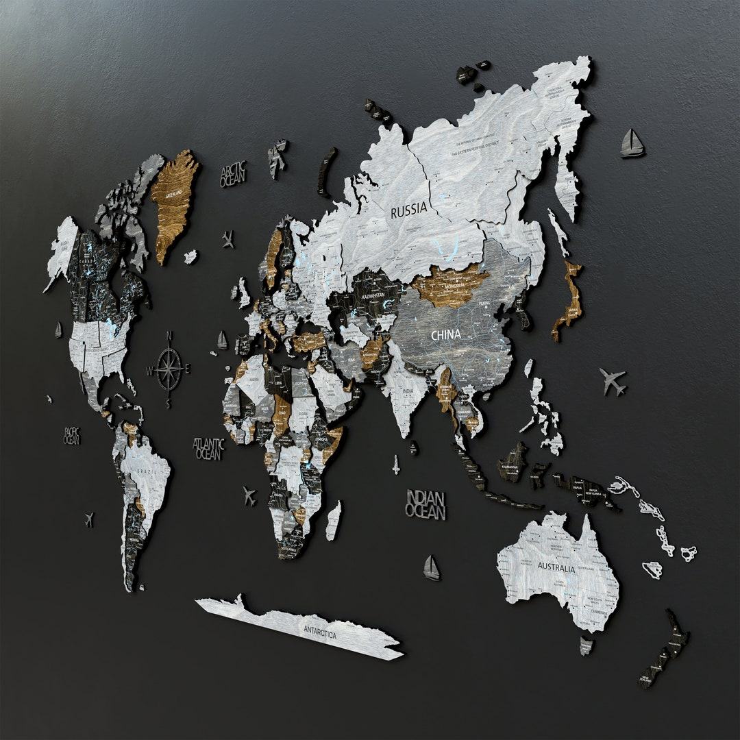 Large Wooden World Map With Countries, Wooden World Push Pin Travel Map ...