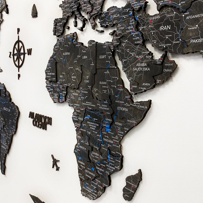 Wooden World Map Wall Decor 3D World Map World Map Wood - Etsy