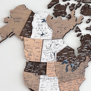 3D Wooden World Map Office Wall Art Decor, Wood World Map Accent Wall ...