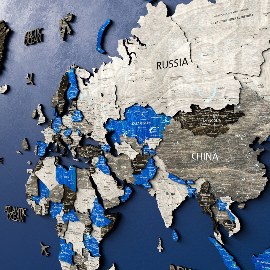 Office Wall World Map, Bedroom Wall Wood Map, Living Room Large Map ...