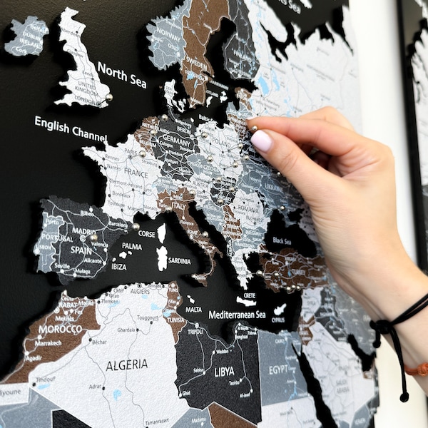 Large Travel Map Cork Board - Etsy