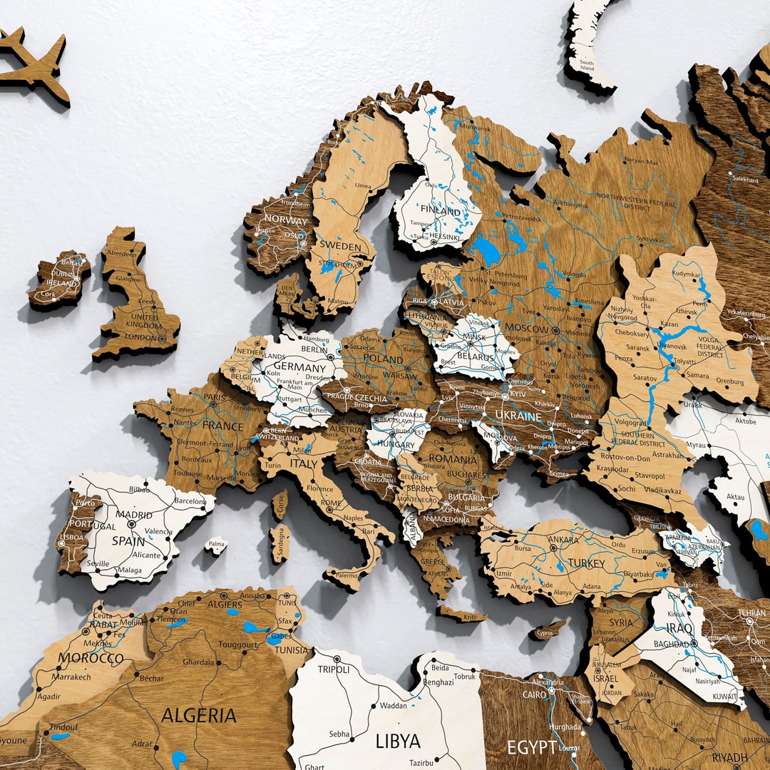 Large 3D Wooden World Map for Office and Home Decor - Unique Wooden Map ...