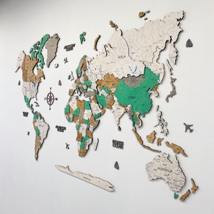 3D WORLD MAP Classy Wall Art Beautiful Wall Hanging World - Etsy