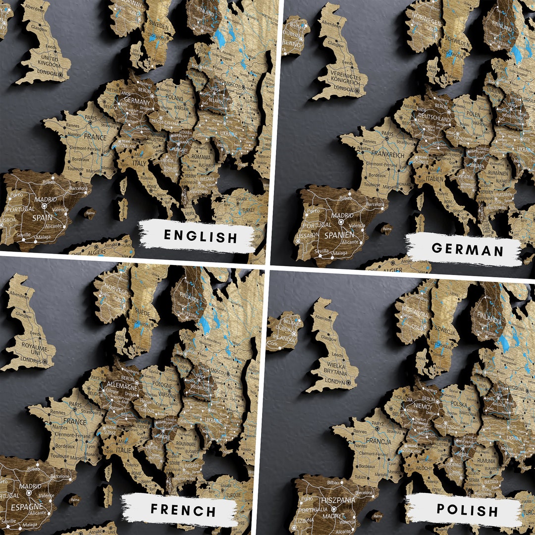 Brown Multilevel 3D Wooden World Map With Hidden Base Wood - Etsy