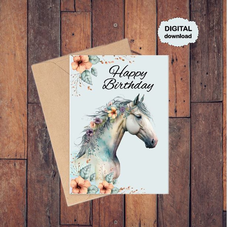 Printable Card, Horse, Birthday Card, Horse Riding,equine, - Etsy