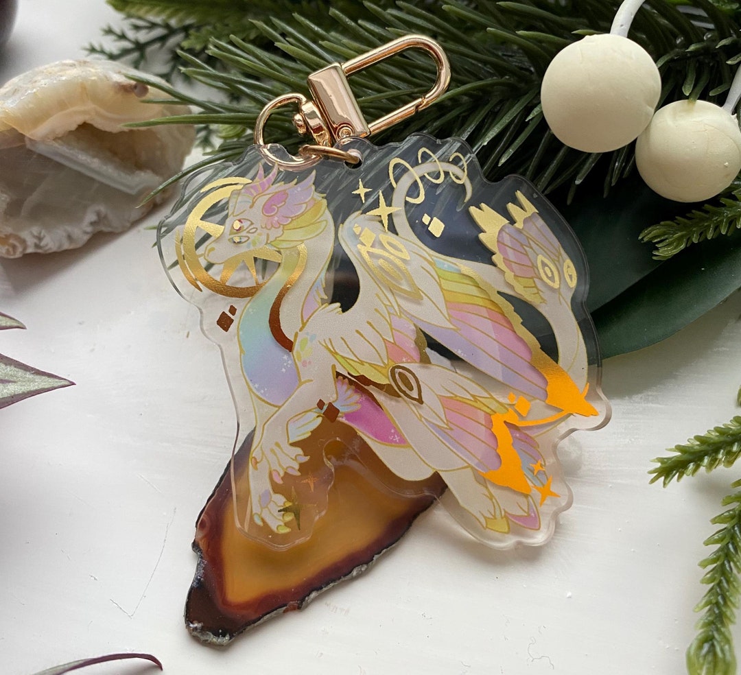 Angelic Pride Dragon Keychain: 2.5” Rainbow Seraph Acrylic Charm With ...