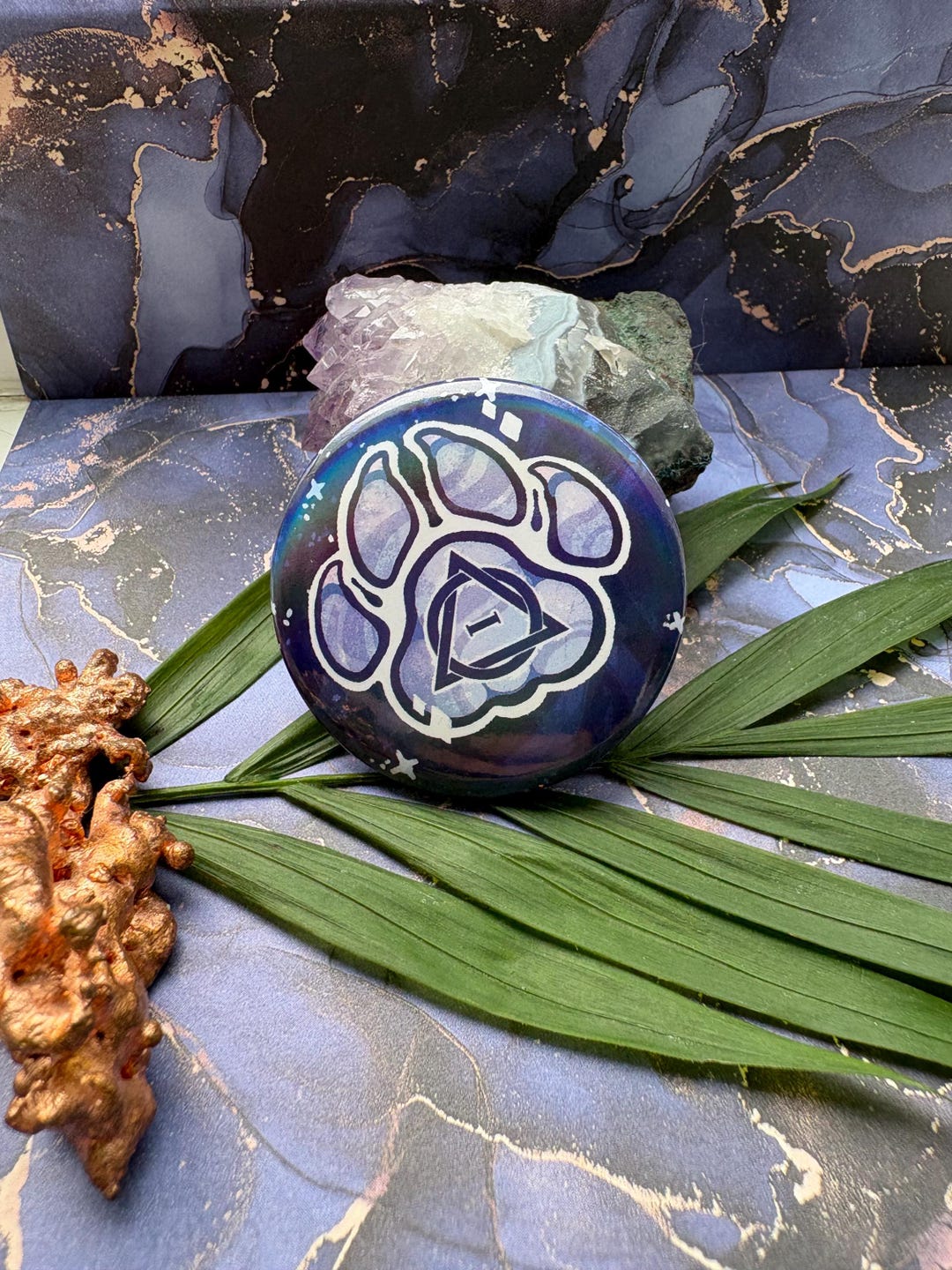 Holographic Otherkin Theta Delta Paw 44mm Pinback Button Badge: Blue ...