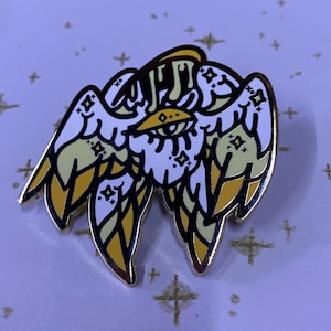Biblically Accurate Sleepy Seraph Angel Enamel Pin Dripping Halo 2 Inch ...