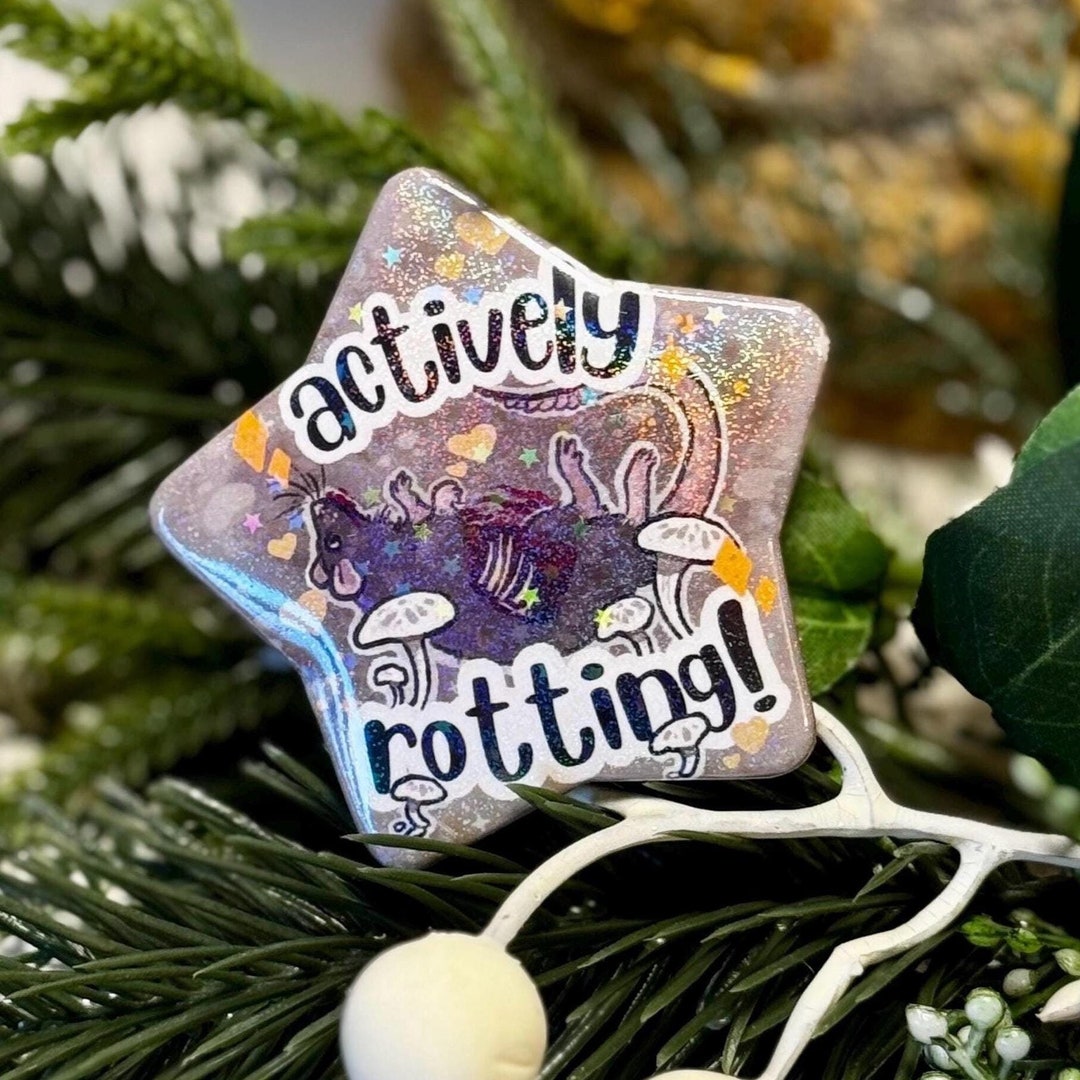 Actively Rotting Pin Badge 55mm 2 1/4 Holographic Star Pinback Button ...