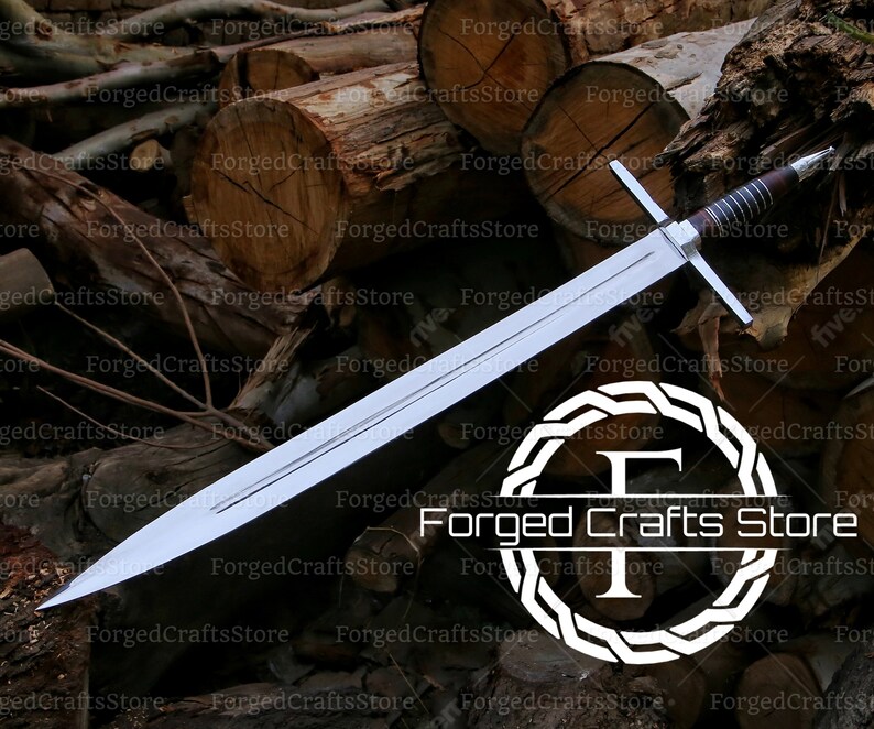 Long Medival Master Sword, Viking Cosplay Sword With Leather Sheath ...