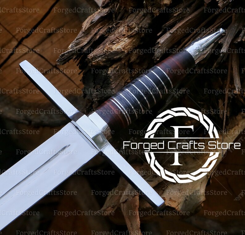 Long Medival Master Sword, Viking Cosplay Sword With Leather Sheath ...