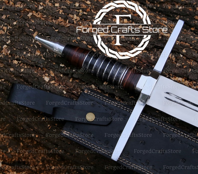 Long Medival Master Sword, Viking Cosplay Sword With Leather Sheath ...