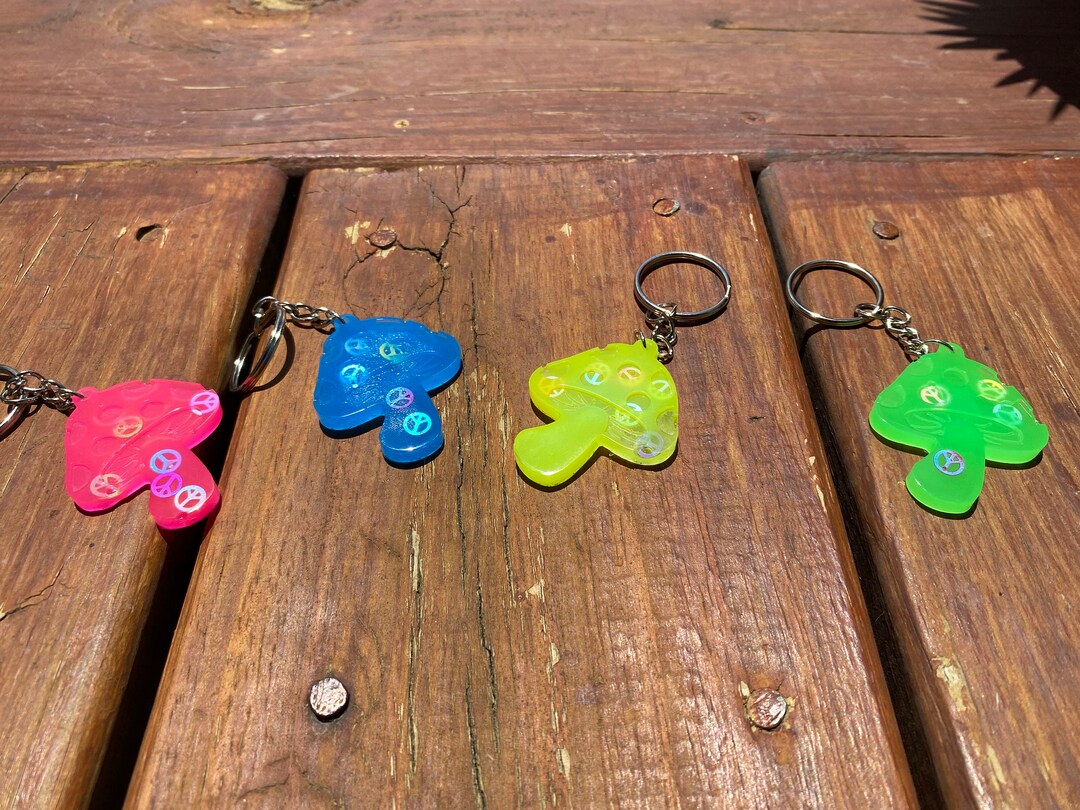 Neon Mushroom Keychains - Etsy