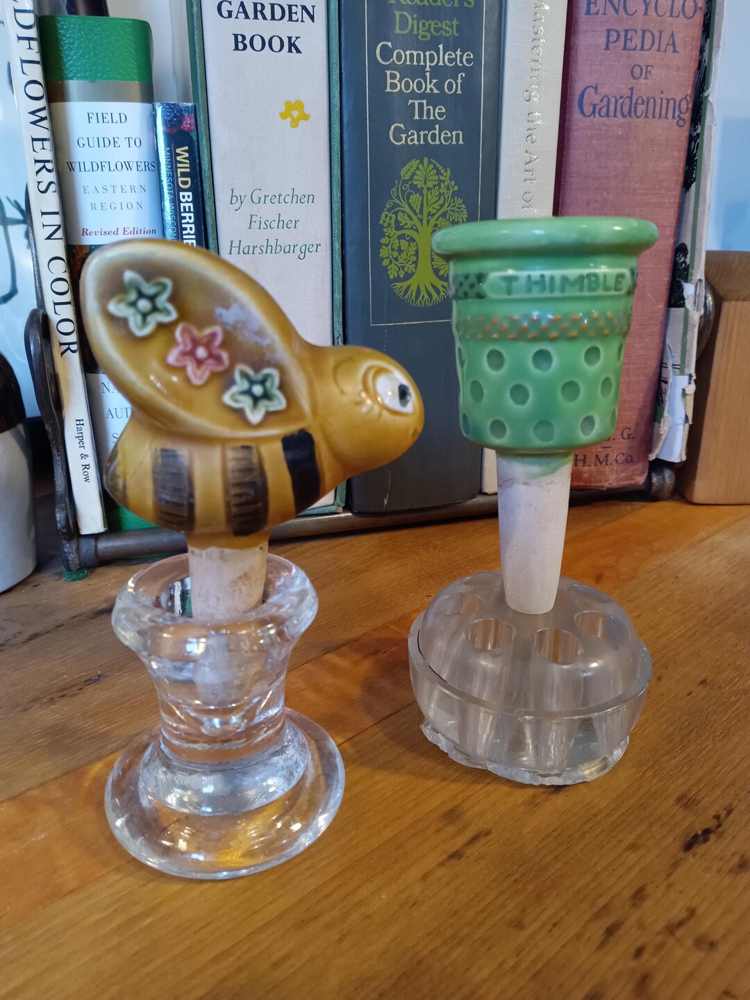 Pair of Vintage Watering Plant Spikes Bee and Thimble - Etsy
