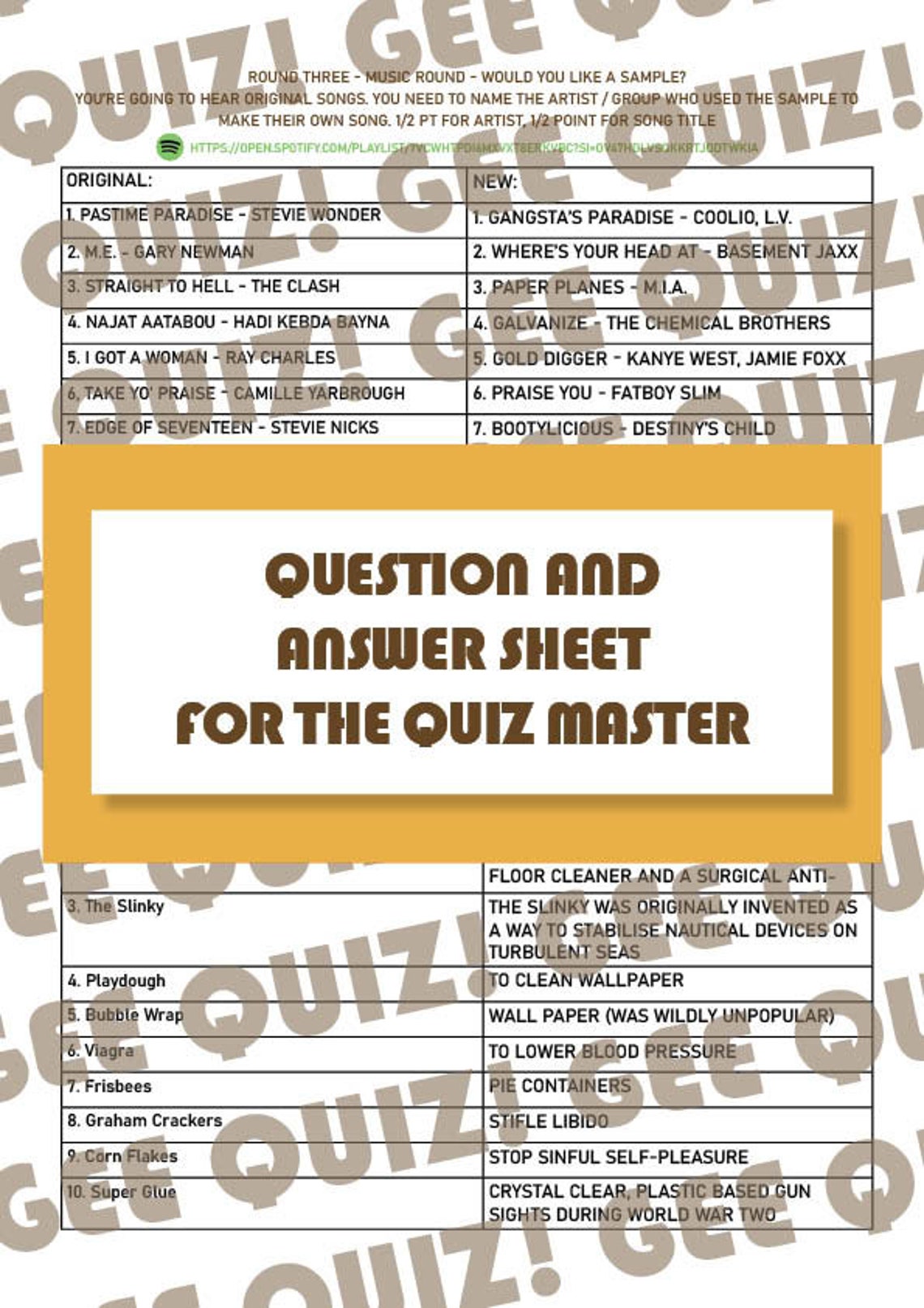 Printable English Pub Quiz 1 Instant Download Picture Quiz Music Quiz ...