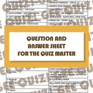 Printable English Pub Quiz 1 Instant Download Picture Quiz Music Quiz ...