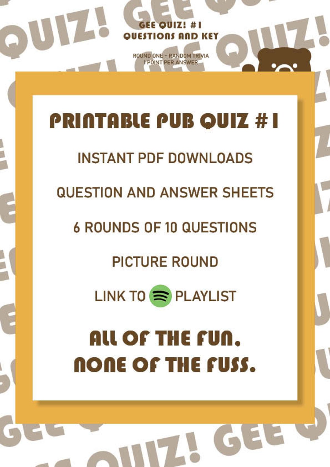 Printable English Pub Quiz 1 Instant Download Picture Quiz Music Quiz ...