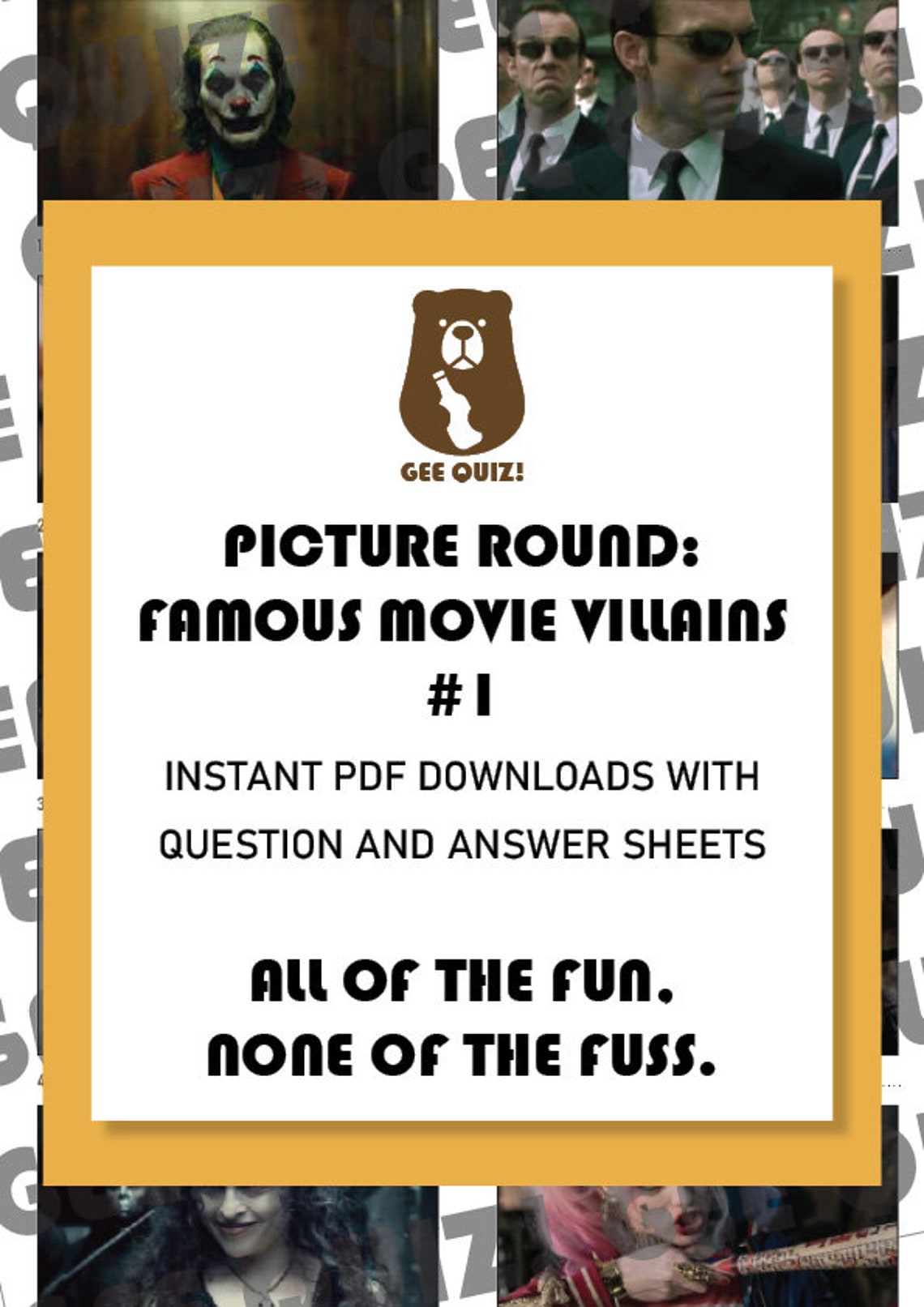 Printable English Pub Quiz Picture Round Famous Villains 1 Instant ...