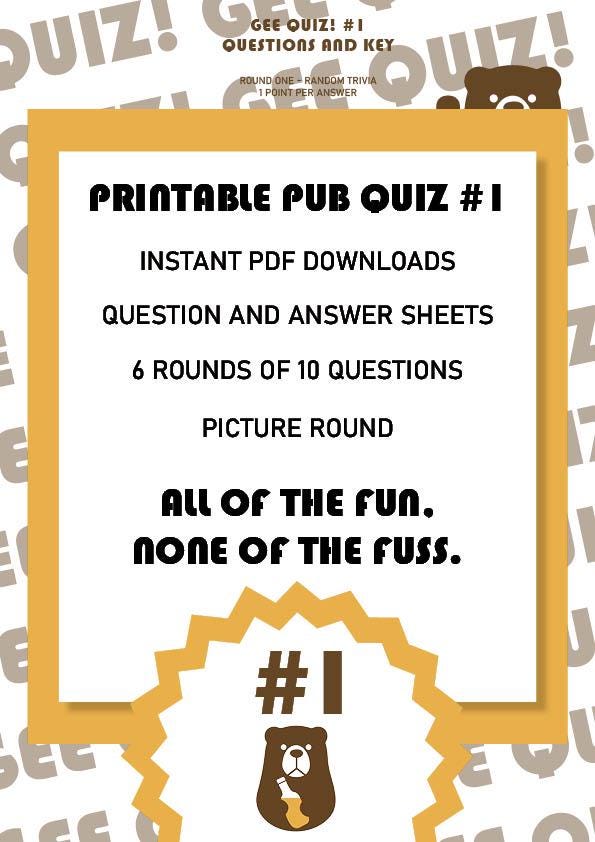 Printable English Pub Quiz #1 | Instant Download | Picture Quiz | Music ...