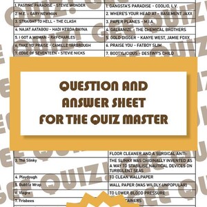 Printable English Pub Quiz 1 Instant Download Picture Quiz Music Quiz ...