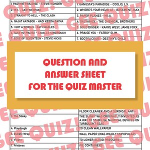Printable English Pub Quiz 2 Instant Download Picture Quiz Music Quiz ...