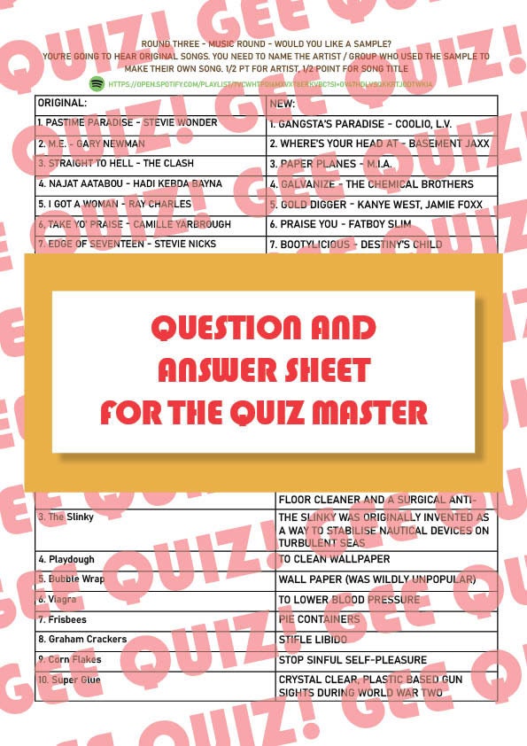 Printable English Pub Quiz 2 Instant Download Picture Quiz Music Quiz ...