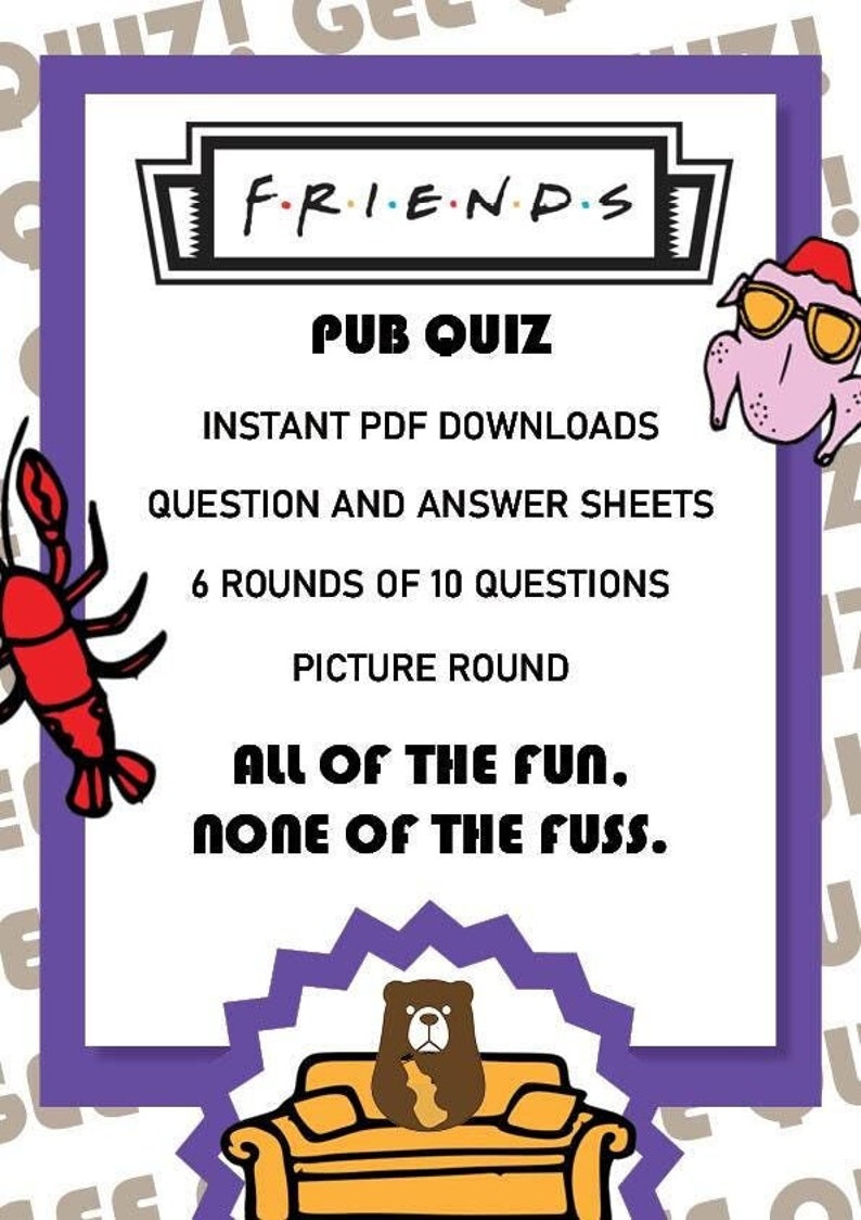 FRIENDS Printable English Pub Quiz | FRIENDS Trivia | Instant Download ...