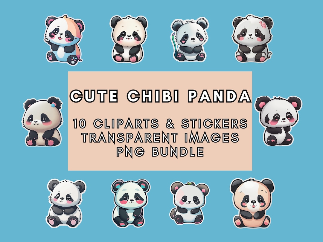 10 Cute Chibi Panda Cliparts & Stickers Transparent Background 10 High ...
