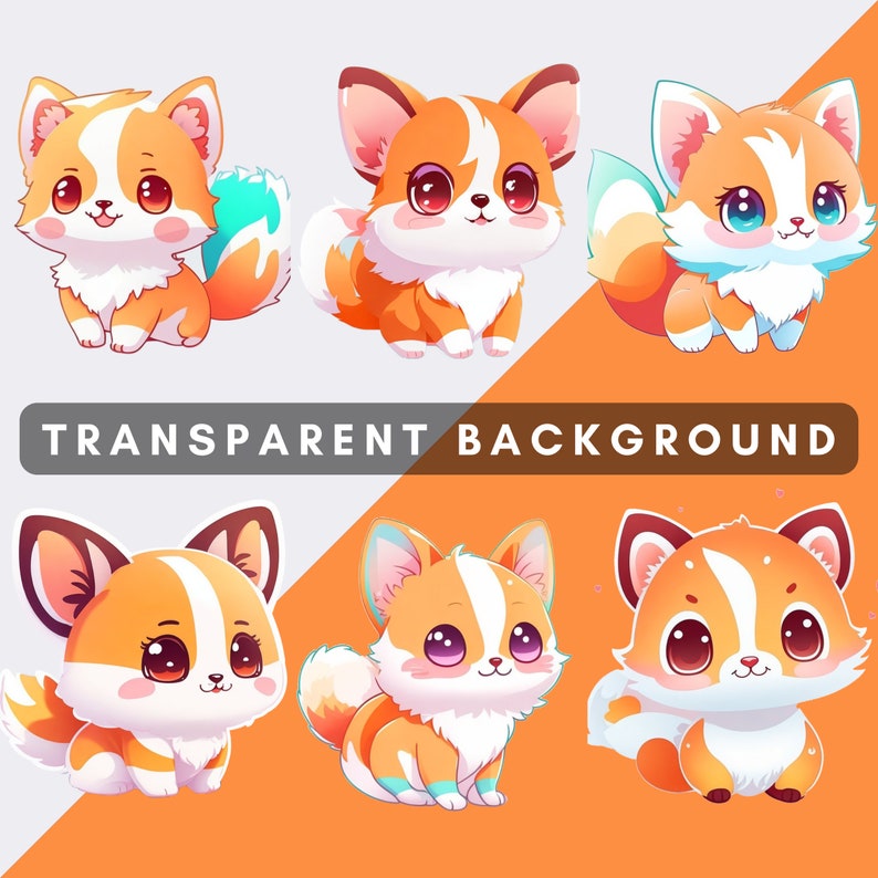 10 Cute Chibi Fox Cliparts Transparent Background 10 High Quality Pngs ...