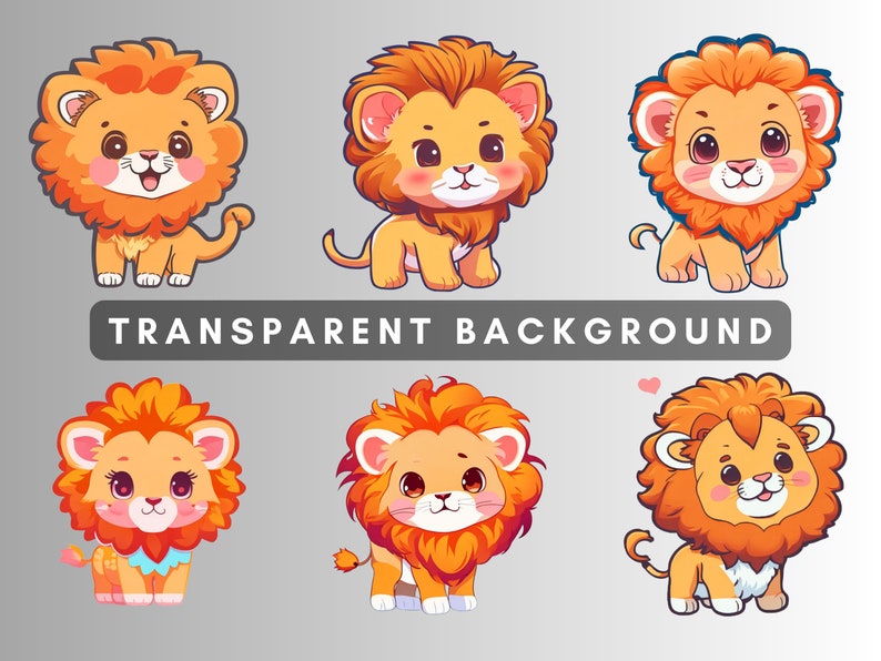 10 Cute Chibi Lion Cliparts Transparent Background 10 High Quality Pngs ...