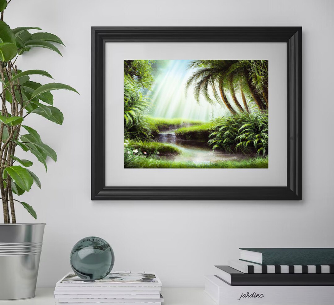 Printable Mountain Stream Painting Landscape Wall Art Downloadable ...