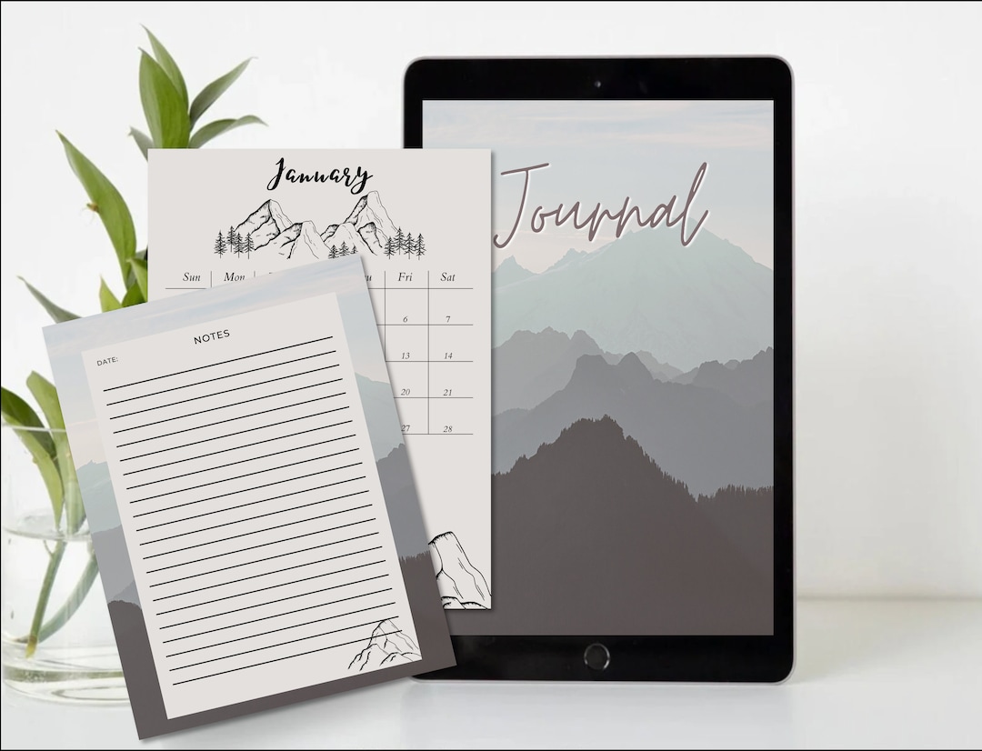 Printable Mountain Journal Downloadable Digital Notebook Calendar - Etsy