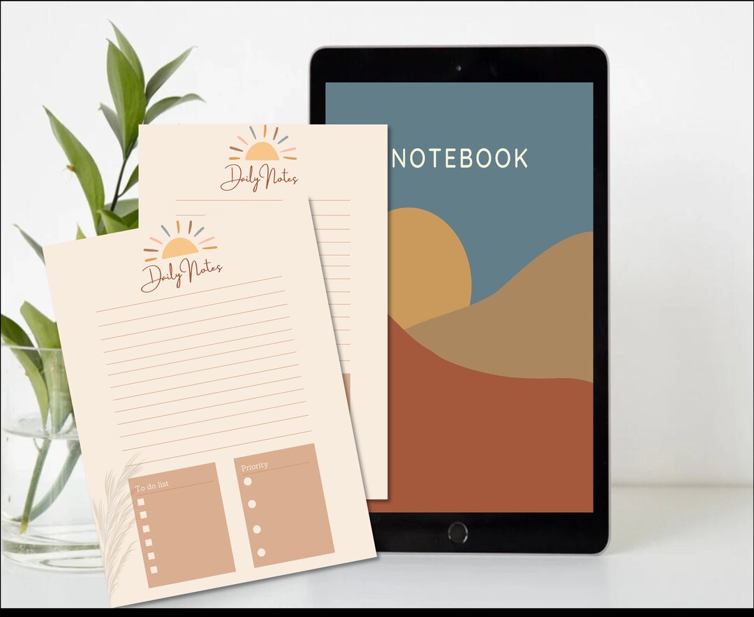 Printable Boho Sunset Notebook Downloadable Digital Planner Journal - Etsy