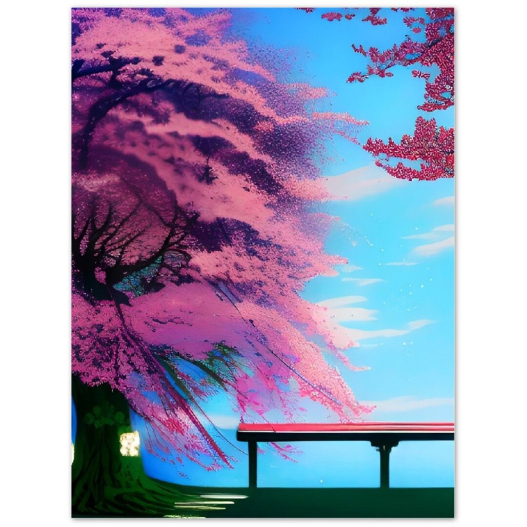 Cherry Blossom Tree Portrait Digital Art 12x16 Metal - Etsy