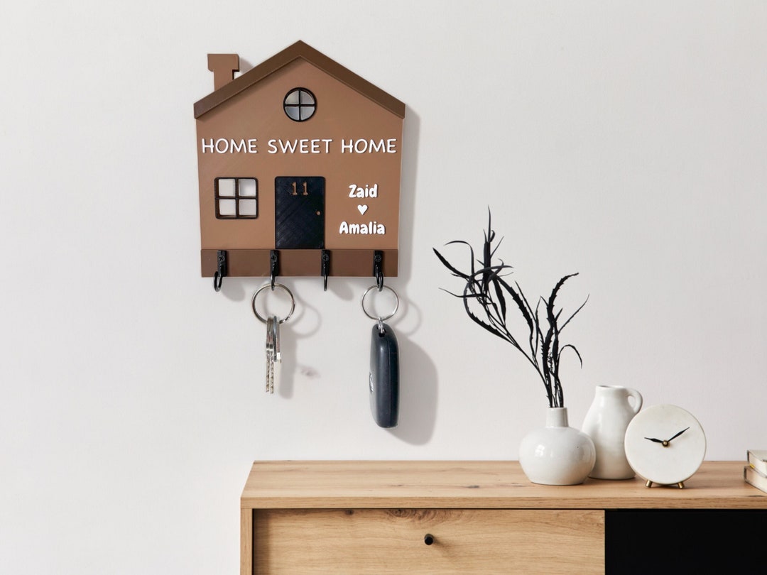 Couple or Family Personalised House Key Holder for Wall, Key Rack With ...