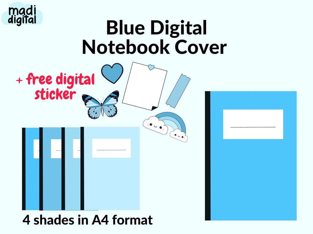Blue Digital Notebook Cover Goodnotes Aesthetic Notes Bullet - Etsy