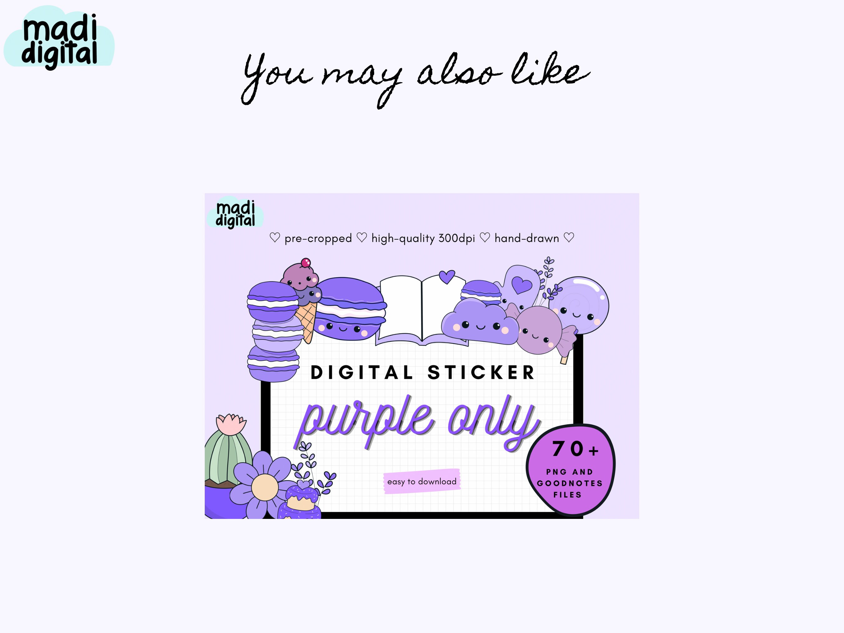 50 Kawaii Purple Sticky Notes Digital Sticker Set for - Etsy