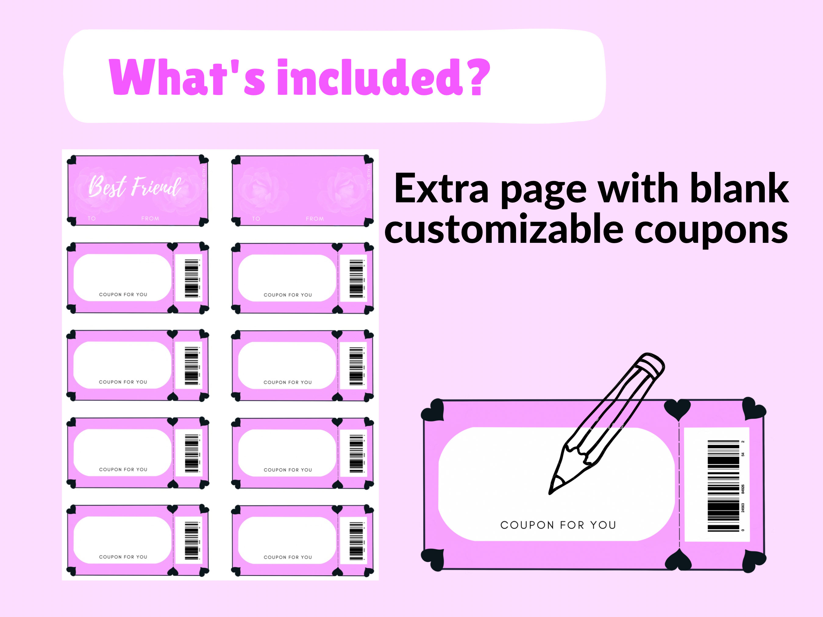 50 Customizable Love Coupons Best Friend, Bestie Birthday, Gift for Her ...