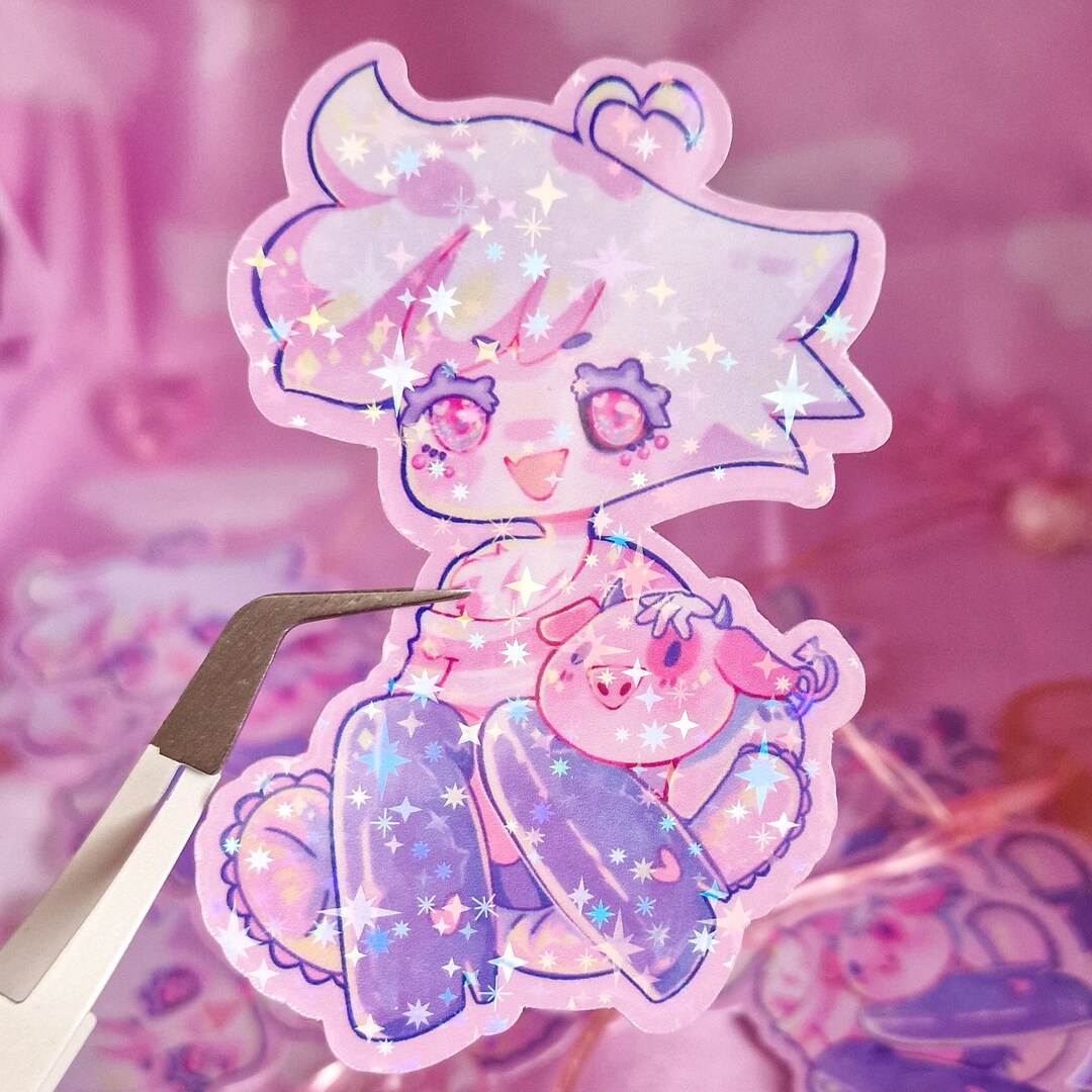 Kawaii Angel Dust Hazbin Hotel Vinyl Waterproof Die Cut Holographic ...