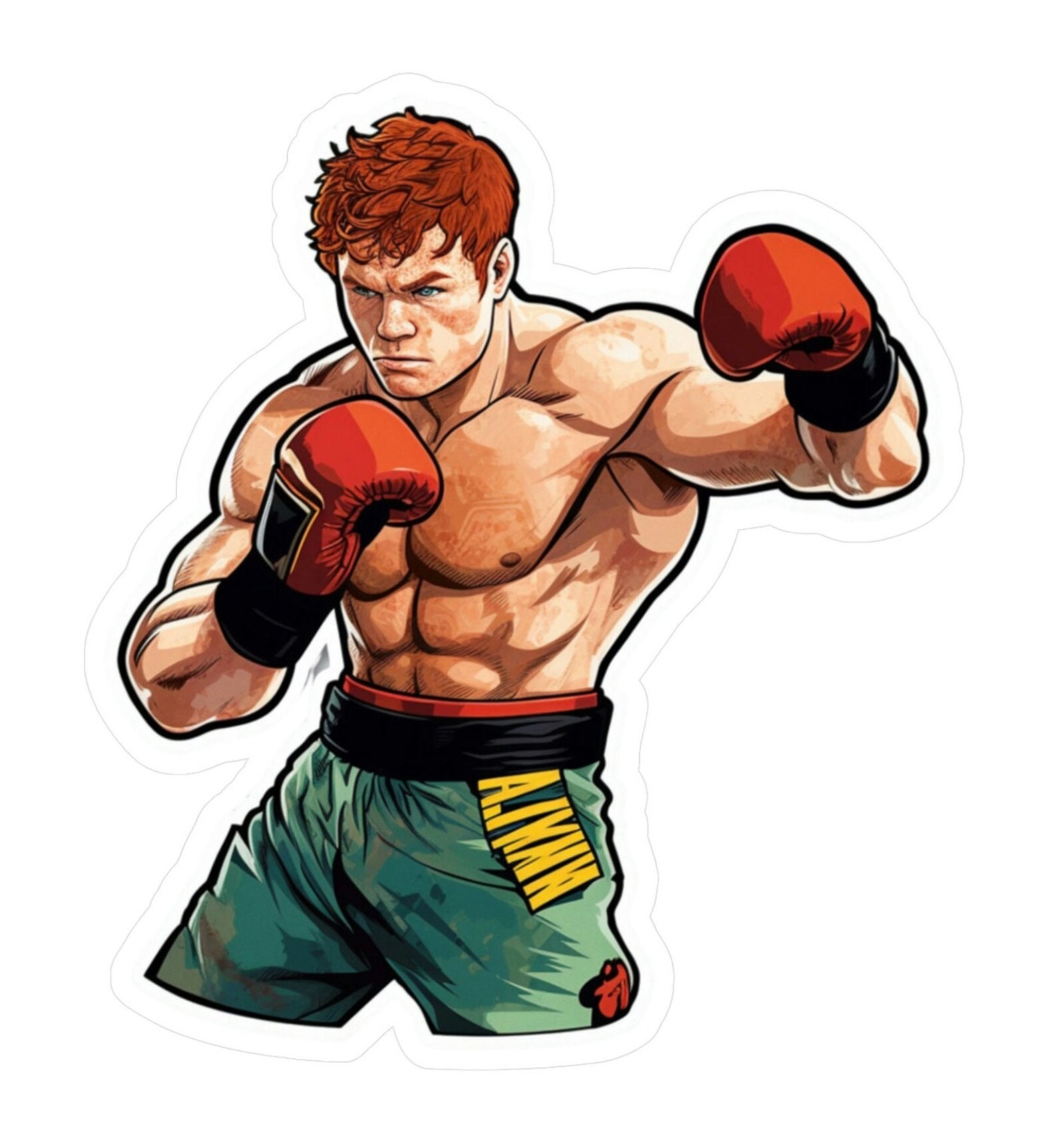Canelo Alvarez Boxing, Boxer Comic Book Style Kickboxing MMA Kiss-cut ...