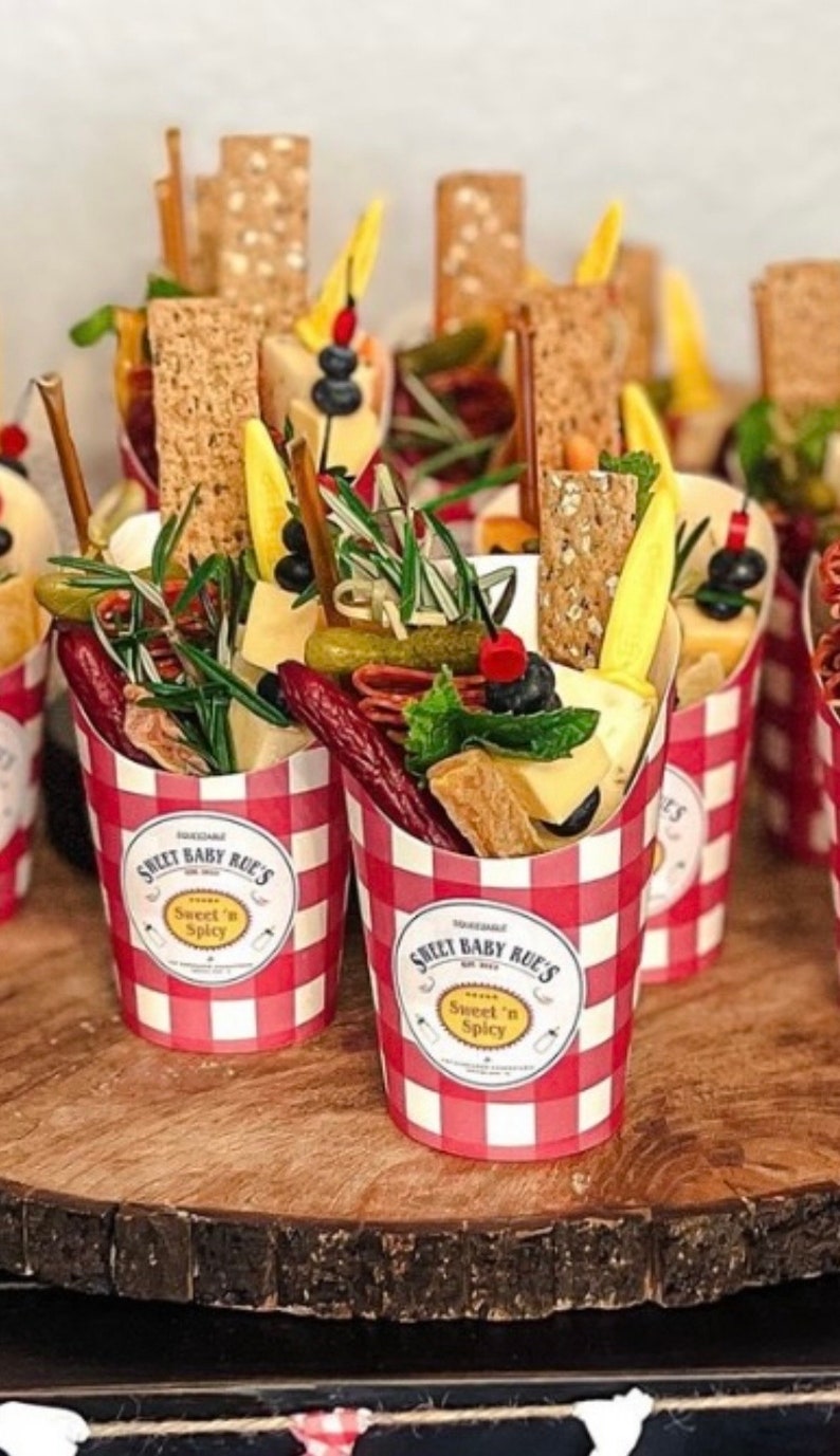 Red Gingham Charcuterie Cups SET OF 10 Birthday Party Grazing Kraft ...