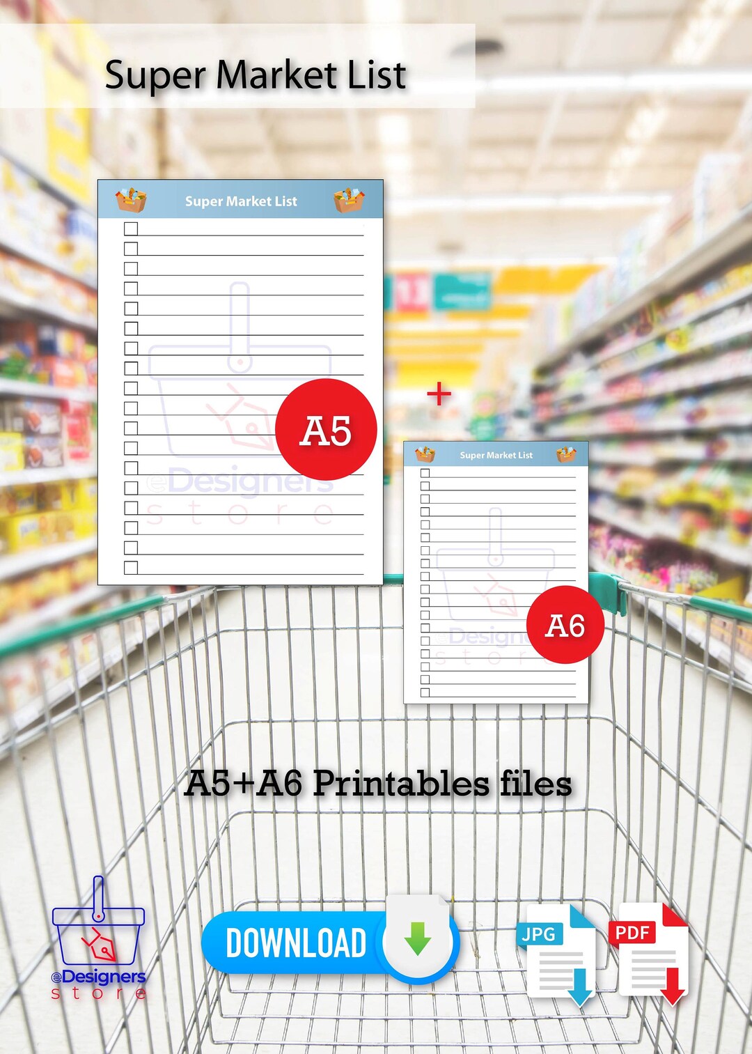 Super Market List, Digital, Printable, List, Personally,shopping List ...
