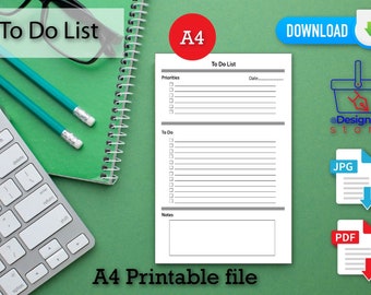 A4 Printable Task List Daily to Do Planner Digital Download A4 ...