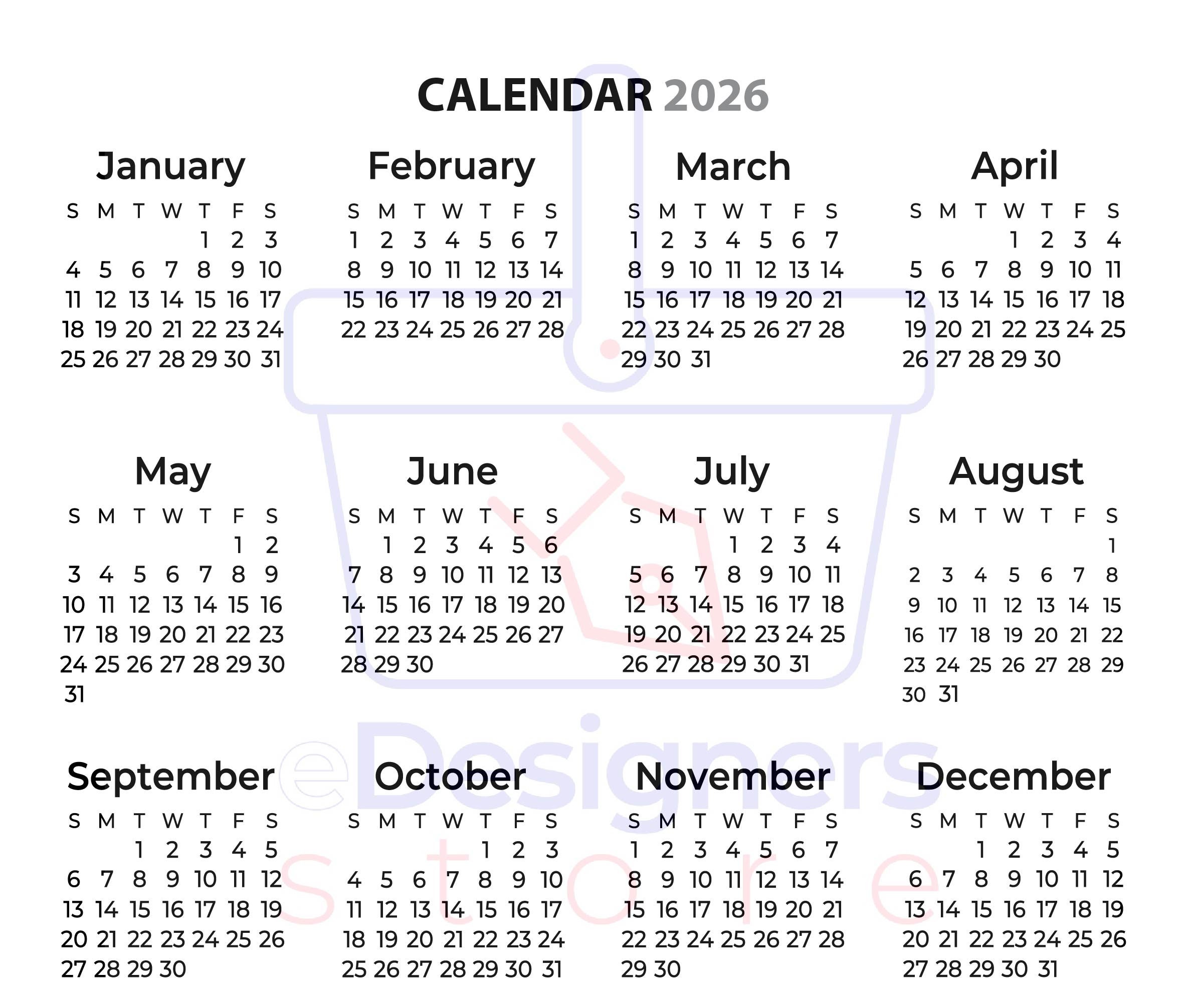 2023-2030 Calendar, Yearly Calendar Printable,calendar, 12 Month Year ...